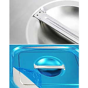 QWORK Solid Pan Lid with Handle, 4 Pack Stainless Steel Steam Table Pan Cover, for 1/3 Size Steam Pans