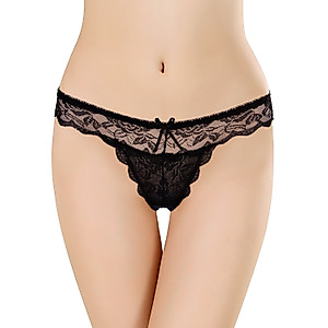 Anzermix Women's Sexy Lace Cheeky Tong Panty Pack of 6 (Size L)
