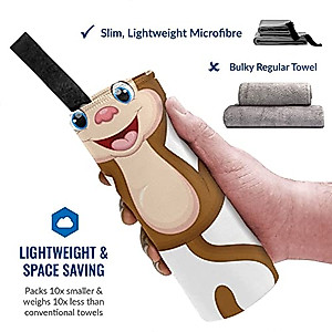 Quick Dry Towel Cartoon Monkey Beach Towel Microfiber Quick Dry Sand Free Towel Travel Beach Towels with Pocket for Women Men Lightweight Beach Towel Pool Swimming Gym Travel Gift