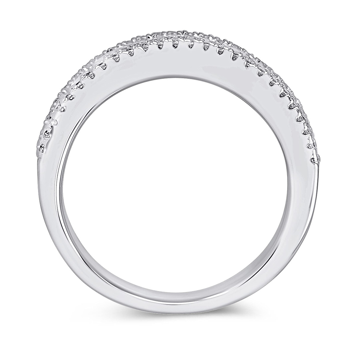 ORO LEONI 925 Sterling Silver Cubic Zirconia Band Ring, Size 7