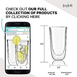 JoyJolt Spike Double Wall Glasses, Cocktail Beer Drinkware Glass Set of 2 - double walled glass 13.5 Ounces
