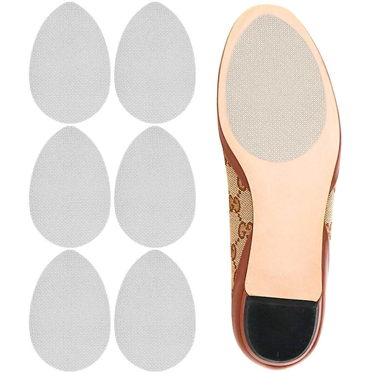 Dr. Shoesert Non-Slip Shoes Pads Adhesive Shoe Sole Protectors, High Heels Anti-Slip Shoe Grips (White - 3 Pairs)