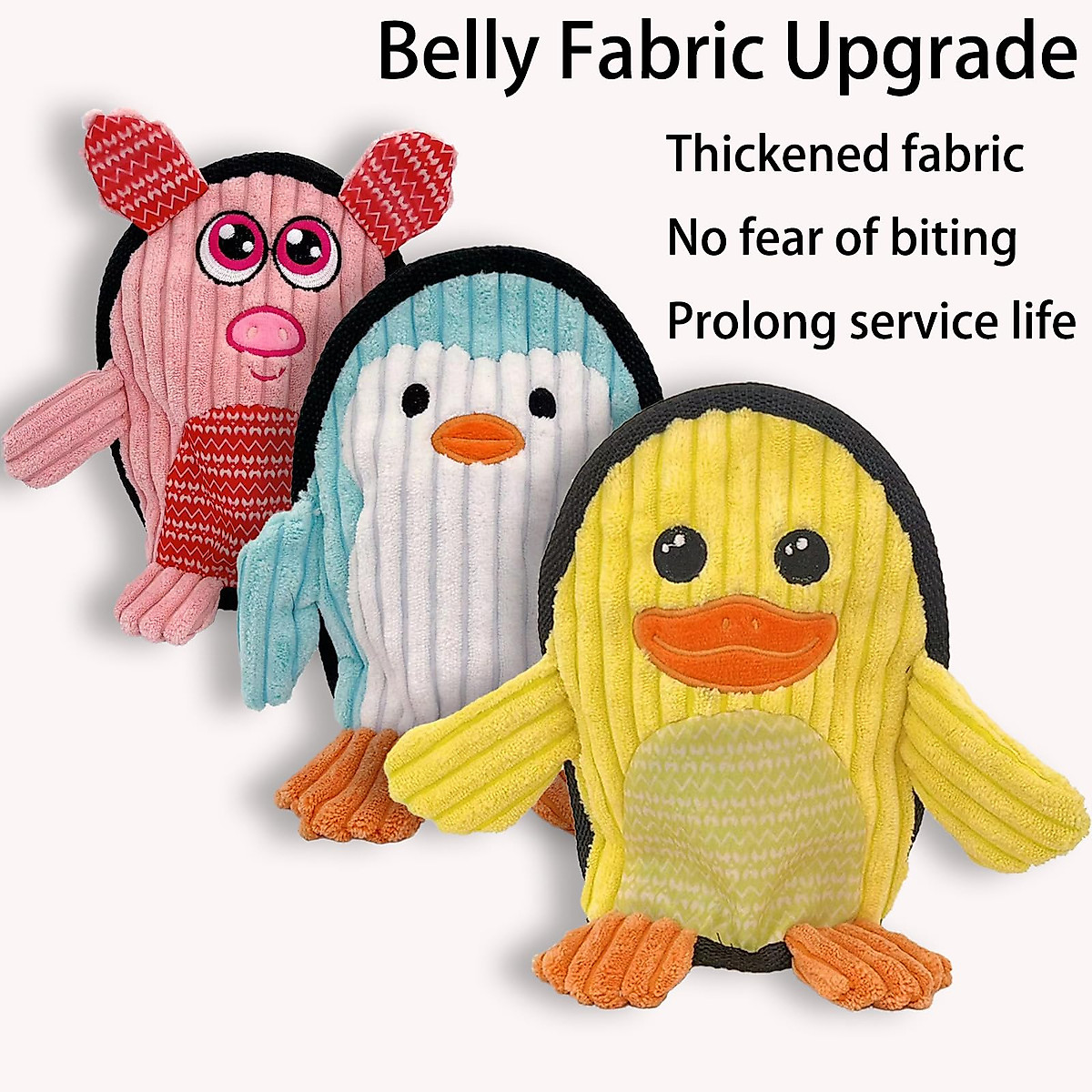 AIMETING Squeaky Dog Toys 3 Pack, Soft and Tough Dog Plushes, No Stuffed Dog Toy Sets, Durable Pet Chew Toys for Small, Medium and Large Dogs Interact and Reduce Boredom