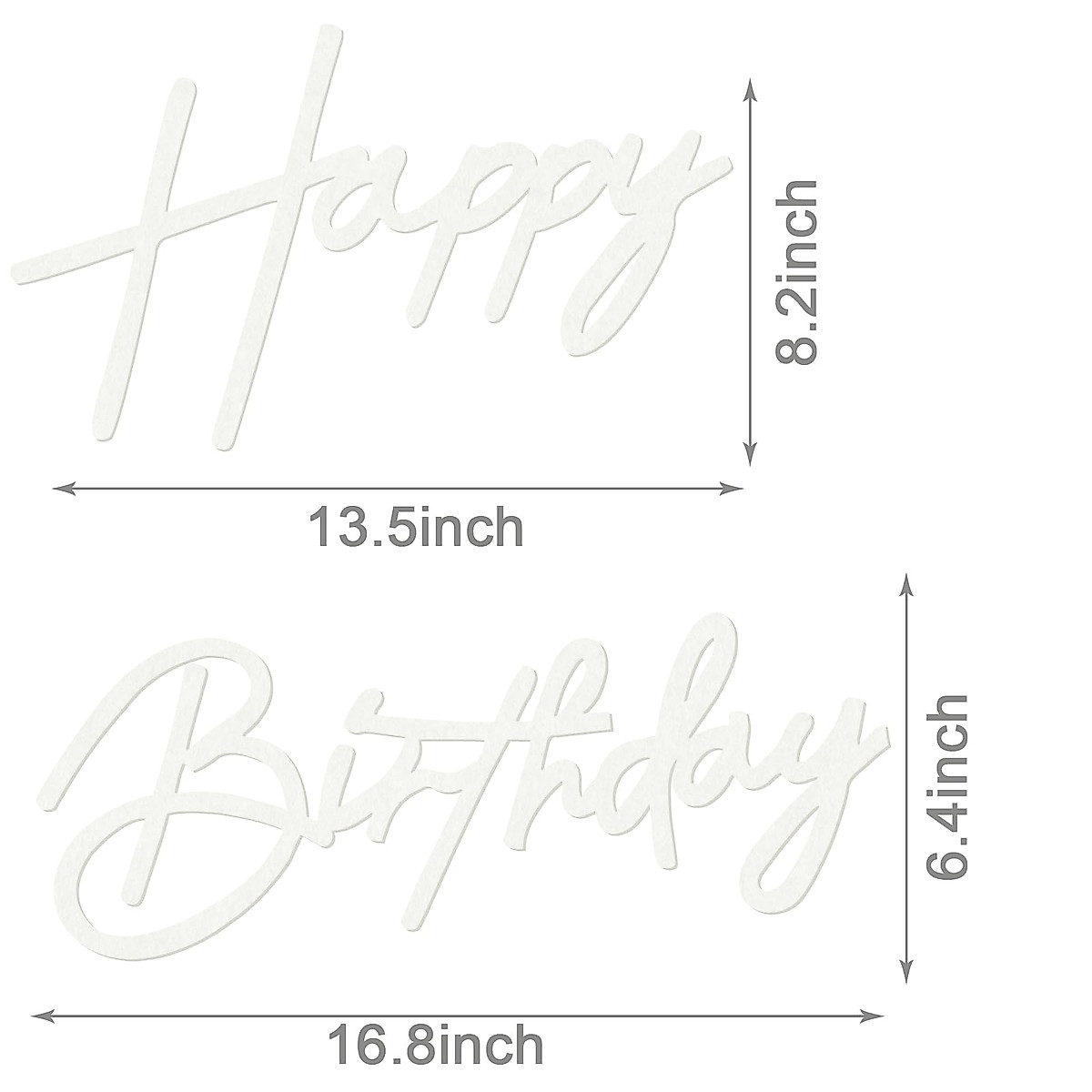 MASTRON Happy Birthday Sign for Backdrop - Felt Happy Birthday Sign for Balloon Arch Birthday Party Balloon Arch Backdrop Decorations for Birthday Party Baby Shower - White