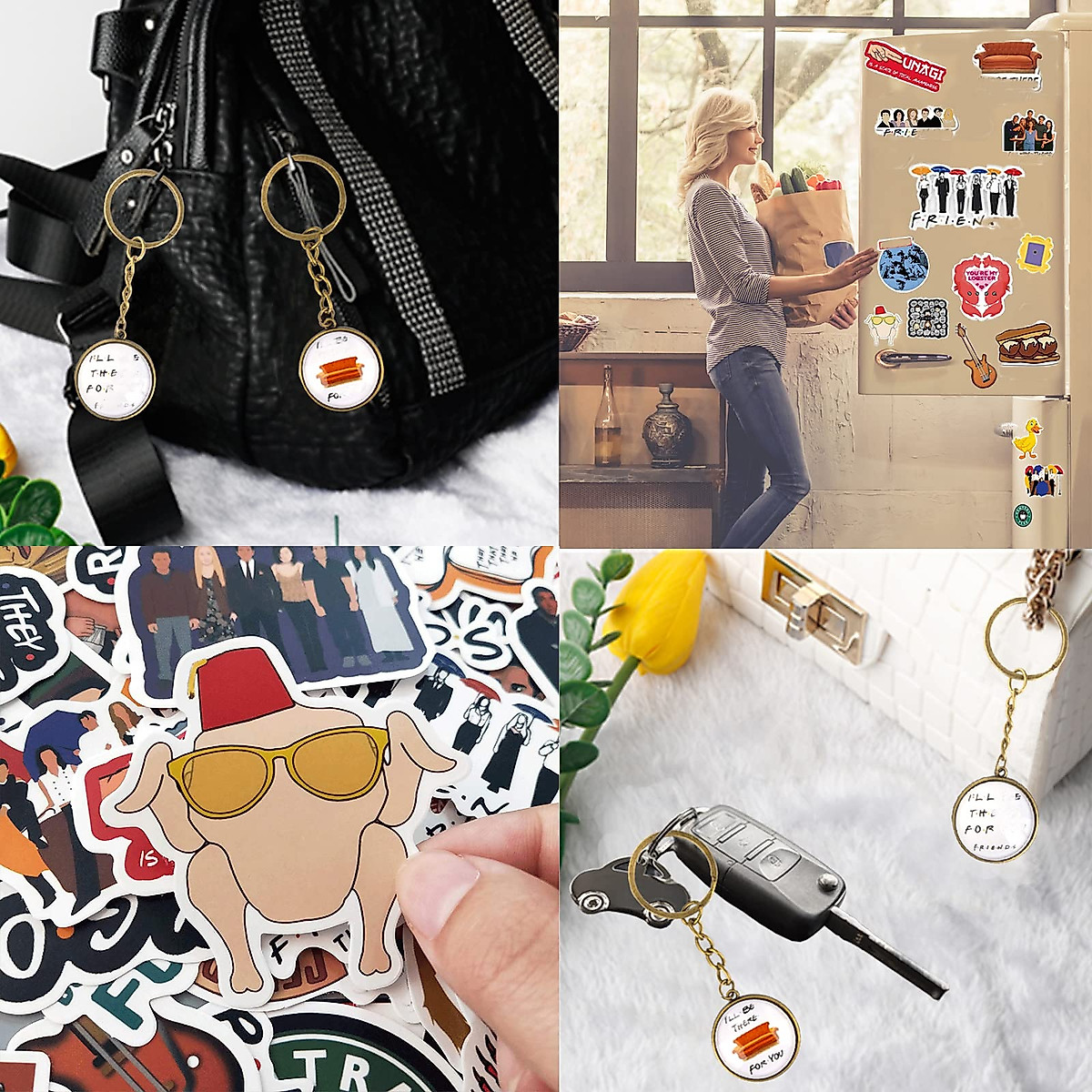 58 Pack Funny Fans Lovers Merchandis Makeup Bag Sets Cosmetic Bag Makeup Travel Bag Necklace & Bracelet & Earrings,Stickers,TV Show Gifts for woomen,Her,Wife,Mom,Sister