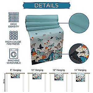 Lsrtoss Teal Ombre Table Runner 72 Inches Long Farmhouse Dress Scarves, Blue Orange Butterfly Modern Abstract Art Dining Tablerunner for Coffee Table/Kitchen Island/Party Décor, 18" x 72"