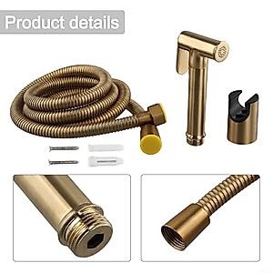 Handheld Bidet Sprayer For Toilet, Stainless Steel Cloth Diaper Spraying Kit, Bathroom Toilet Bidet Attachment Set Brushed Gold Brass Toilet Bidet Spray Set