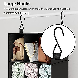 SUOCO Hanging Closet Organizer and Storage with Dividers, 12 Compartments Clothes Shoes Accessories Shelf for Wardrobe, Nursery, Cloakroom or RV, Black, 1 Pack