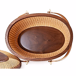 Nantucket Basket Picnic Basket Rattan Handmade Products Woven Sewing kit Storage Basket Two Swing Handles