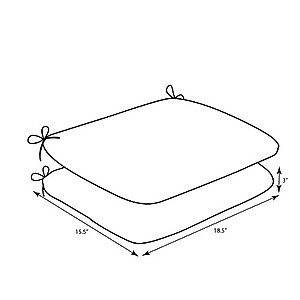 Pillow Perfect - 636559 Outdoor/Indoor Belk Shadow Round Corner Seat Cushions, 18.5" x 15.5", Black, 2 Pack