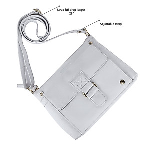 LEDERBUCK Lucy Small Soft Leather Sling Crossbody Handbags- Double Zip Premium Sling Crossover Shoulder Bag for Women (White)
