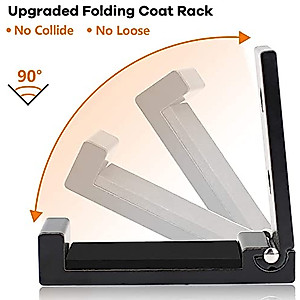 Folding Coat Hooks, Wall Mount Heavy Duty Aluminum Holder Hooks with Screws for Hanging Hat, Bags, Towel, Headphones, Fitness Equipment and More (2-Pack)