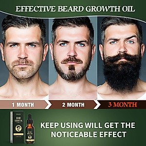 RNEKFA Beard Growth Oil With Biotin Caffeine Natural Beard Growth Serum for Men Promote Hair Regrowth Full Longer Thick Masculine Facial Hair Treatment Care 30ml