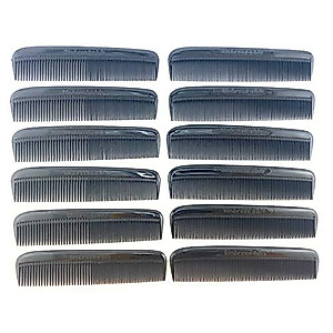 G.B.S Pocket Comb Black Course Fine and All Fine Pocket Comb, Pack of 12