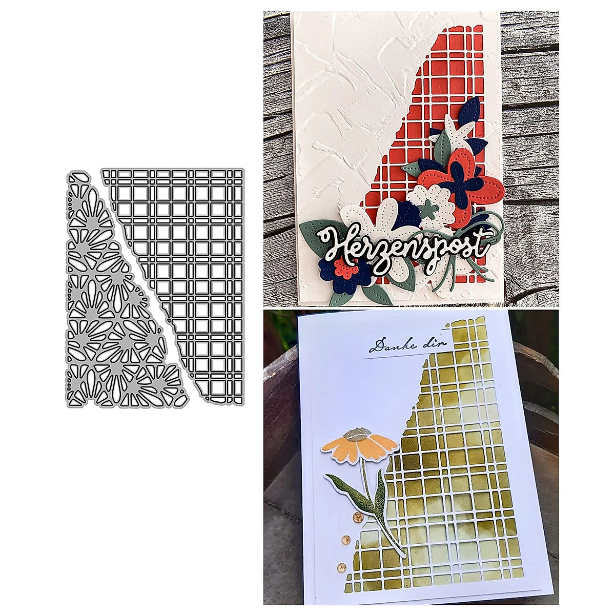 Mvchifay Cutting Dies for Card Making Metal Die-Cuts Scrapbooking Tool Hollow Frame DIY Craft Punch Template Embossing for Paper Album Decor (Cube and Flower-10x13.4cm)