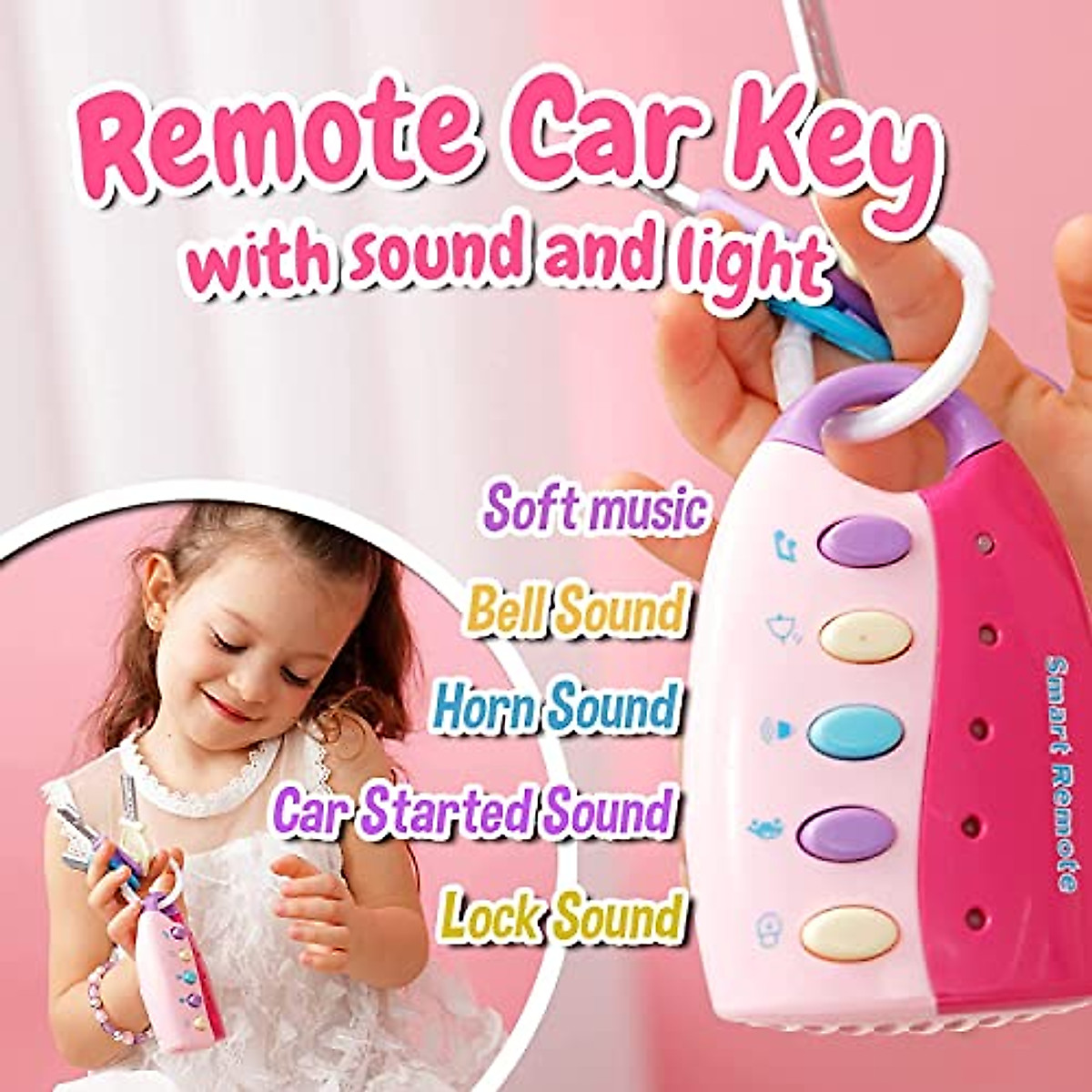 Peertoys Kids Makeup Kit Girls Purse - Cute Pretend Cosmetics Mini Bag Toy Cell Phone Wallet Money Credit Card Accessories Kit Gifts Baby Girl Princess Toddler Ages 3,4,5,6,7,8,9,10,11,12 Years Old