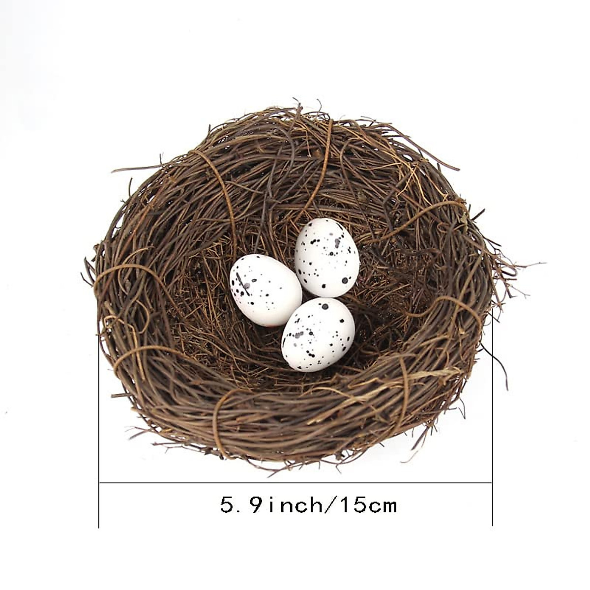 Asekonc 4PCS Easter Birds Nest Decorating, Rattan Nest for Crafts Home Party Decor Party, Wedding Patio Garden Succulent Planter Moss Landscape DIY Terrarium(5.9Inch)