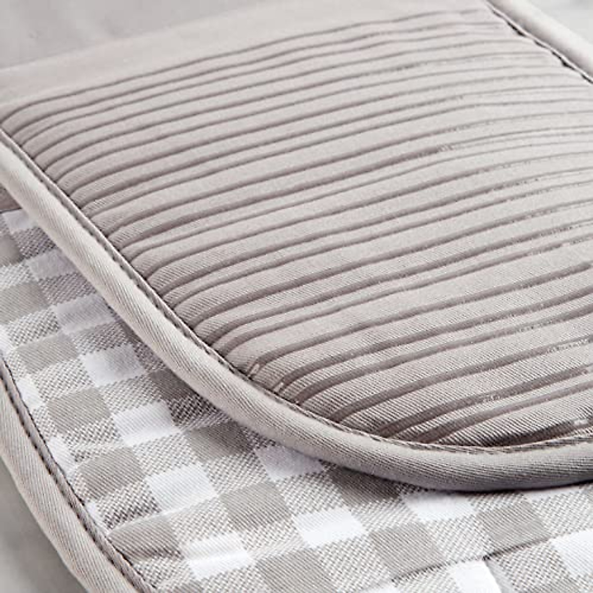 KitchenAid Gingham Casserole Mitt Single Pack, Matte Grey, 35"x7.5"