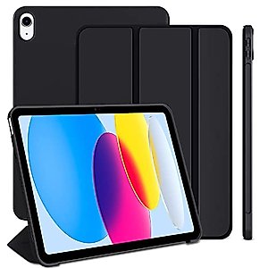 ProtUTab iPad Air 5th Generation Case 2022 / iPad Air 4 th Generation Case 2020 10.9-inch, Auto Wake&Sleep Slim Trifold Stand TPU Back iPad Air Case, Lightweight iPad Air 5th Gen Case, Black