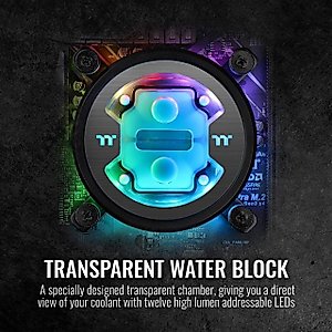 Thermaltake Pacific W7 Plus 16.8 Million RBG Color Software Enabled (TT RGB Plus/Alexa/Razer Chroma) AMD/Intel (LGA 1200) Built-in Temp Sensor CPU Water Block CL-W279-CU00SW-A