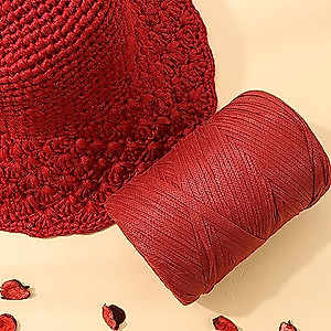 2Roll 164yard Rattan Crochet Yarn Knitting Yarn Soft Craft Ribbon Yarn Polyester Yarn Crochet Rattan Thread for DIY Handmade Sun Hat Baskets Handcrafts Festival Gifts Cakes Packing Wrapping
