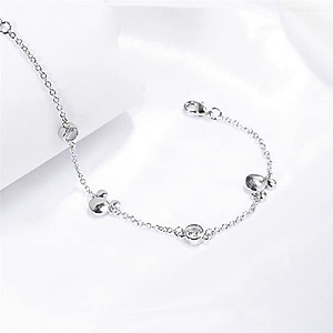 CHENLUER Fashion Cute Mickey Lucky Bracelet for Women Gold Silver Plated Adjustable Charm Handmade Jewelry Gift (White)