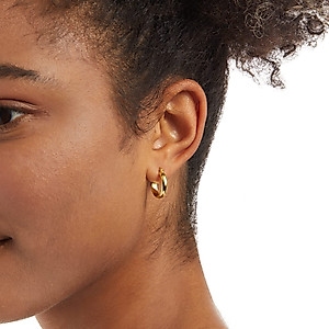 Amazon Essentials 14K Gold Plated Chunky Rounded Hoop 15mm, Yellow Gold