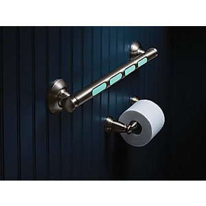 Moen MLR8718D4GBN Banbury 18" Glow-in-The-Dark Bathroom Grab Bar, Brushed Nickel