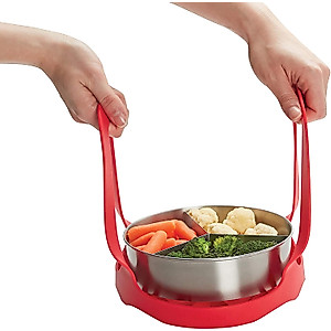 Instant Pot Official Silicone Bakeware Sling - Multi-Use, Heat-Resistant, BPA-Free, Compatible with 6-Quart and 8-Quart Cookers, Red - Ideal for Lifting, Roasting, and Healthier Cooking