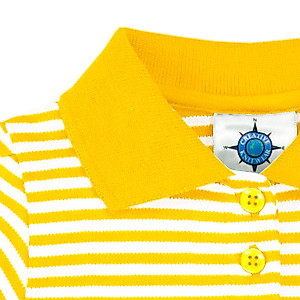 College Baby Striped Game Day Polo Dress with Bloomer - Baylor Bears Logo - Gold/White - 12 Months
