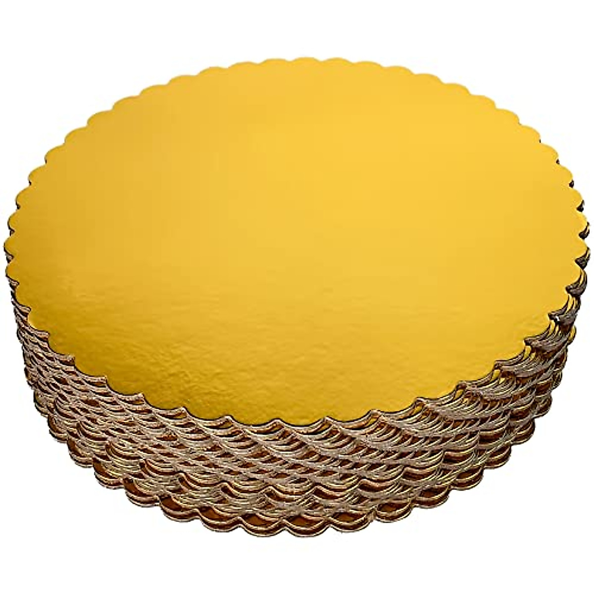 25-Pack 12 inch Sturdy Round Cake Boards, Gold Cardboard Cake Circles Plate Scalloped Base,Pack of 25