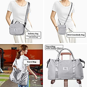 Weekender Bag for Women, Travel Bag with Toiletry Bag, Duffel Overnight Carry on Bag Personal Item Bag with Small Crossbody Bag, Gym Bag for Women