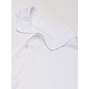 Dickies Men's Long Sleeve Pique Polo, White, XX-Large