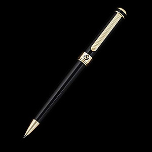 Scriveiner Black Lacquer Ballpoint Pen - Stunning Luxury Pen with 24K Gold Finish, Schmidt Black Refill, Best Ball Pen Gift Set for Men & Women, Professional Executive Office, Nice Fancy Designer Pens