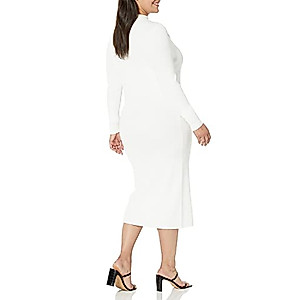 The Drop Women's Chantal Fitted Cutout Rib Midi Sweater Dress, Ivory, S