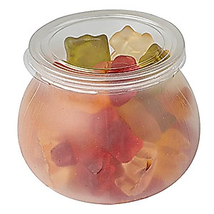 4 oz Clear Plastic Bulbous Candy Jar with Lid - with Lid - 2 1/2" x 2 1/2" x 2 1/2" - 100 count box - Restaurantware
