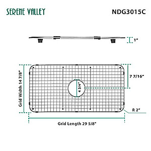 Serene Valley Sink Bottom Grid 29-5/8" x 14-7/8", Basin Rack with Corner Radius 2", Sink Rack NDG3015C