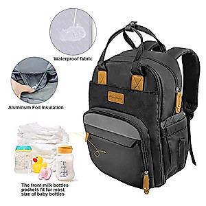 Diaper Bag Backpack For Mom Dad, Aiyoo baby Changing Bags Black Lightweight Travel BackPack Style Diaper Bags with Changing Pad