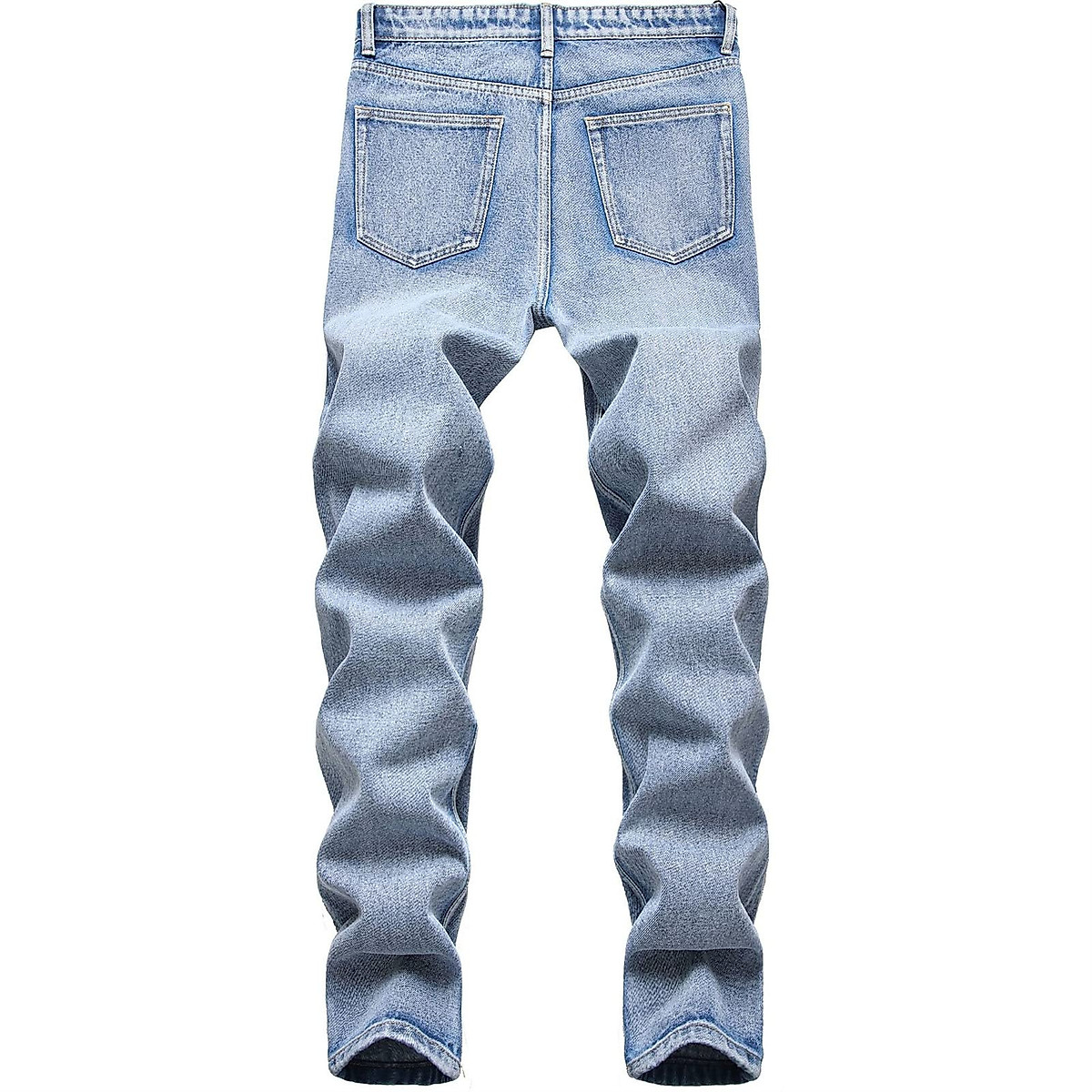 Men's Ripped Distressed Jeans Destroyed Slim Fit Skinny Stretchy Denim Pants Vintage Hip Hop Washed Holes Jean (Light Blue,38)