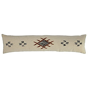 Creative Co-Op Wool Blend Geometric Design, Multicolor Oversized Lumbar Pillow, Ivory