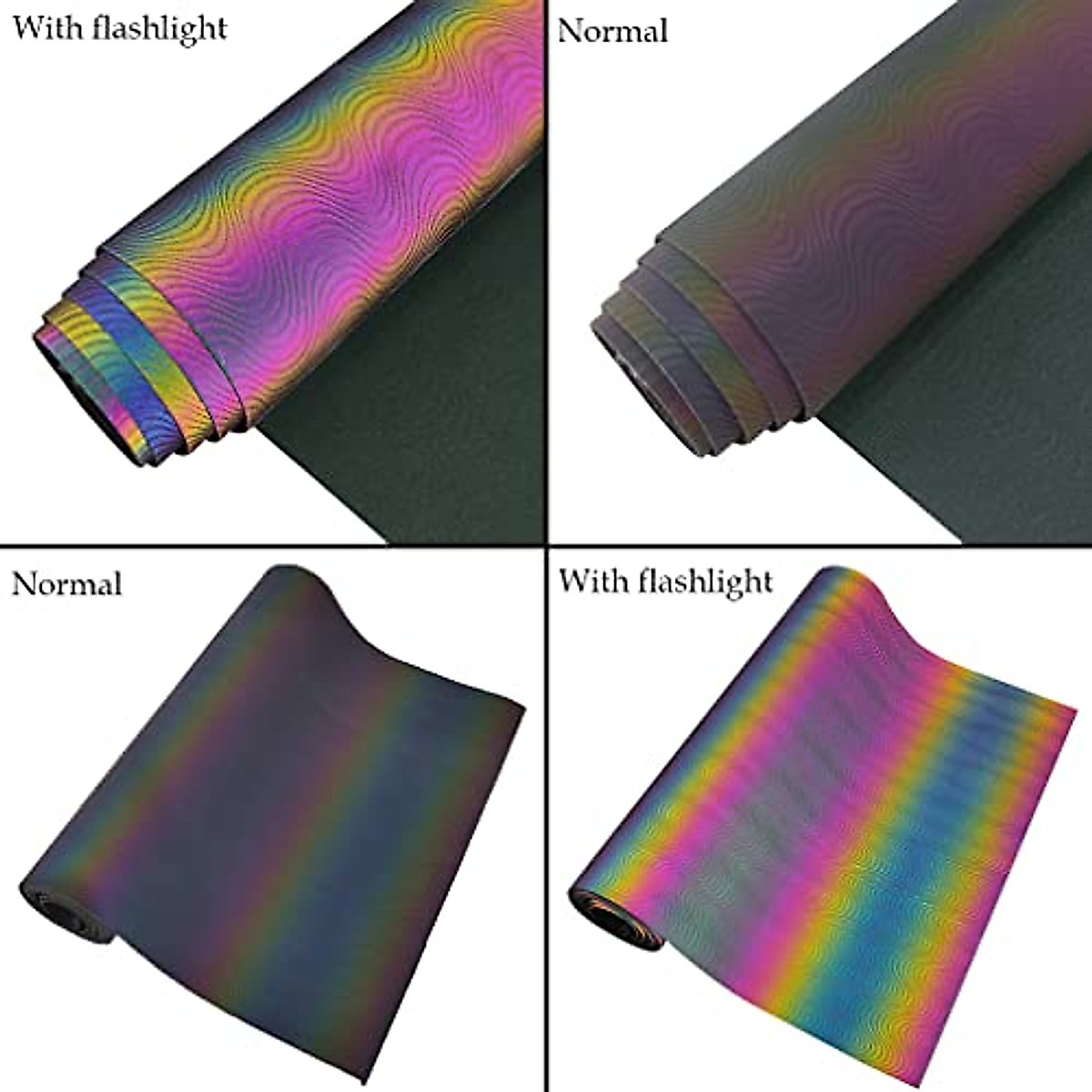 HYANG Dark Night Light Color Change Reactive Iridescent Wave Faux Leather Sheets 1 Rolls 12"X53"(30cmX135cm), Faux Leather Very Suitable for Leather Earrings, Bows, Handbag,Sewing,Crafts Making