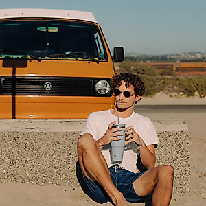 Konokyo 30 oz Tumbler with Handle and 2 Straws,2 in 1 Lid Insulated Water Bottle Stainless Steel Travel Coffee Mug,Black