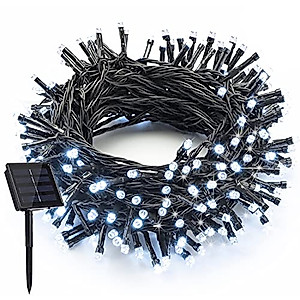 White Christmas Solar String Lights 72Ft 200 LED 8 Flashing Modes with Timer Solar Fairy Lights Outdoor Waterproof Twinkle Lights for Decoration Christmas Tree Shrubs Garden Yard Patio