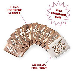 xo, Fetti Bachelorette Party Bride Vibes Can Cooler - White + Rose Gold, 10 Count | Neoprene Holder, Drink Sleeve,Bridal Shower, Engagement Party Decoration and Bride To Be Gift