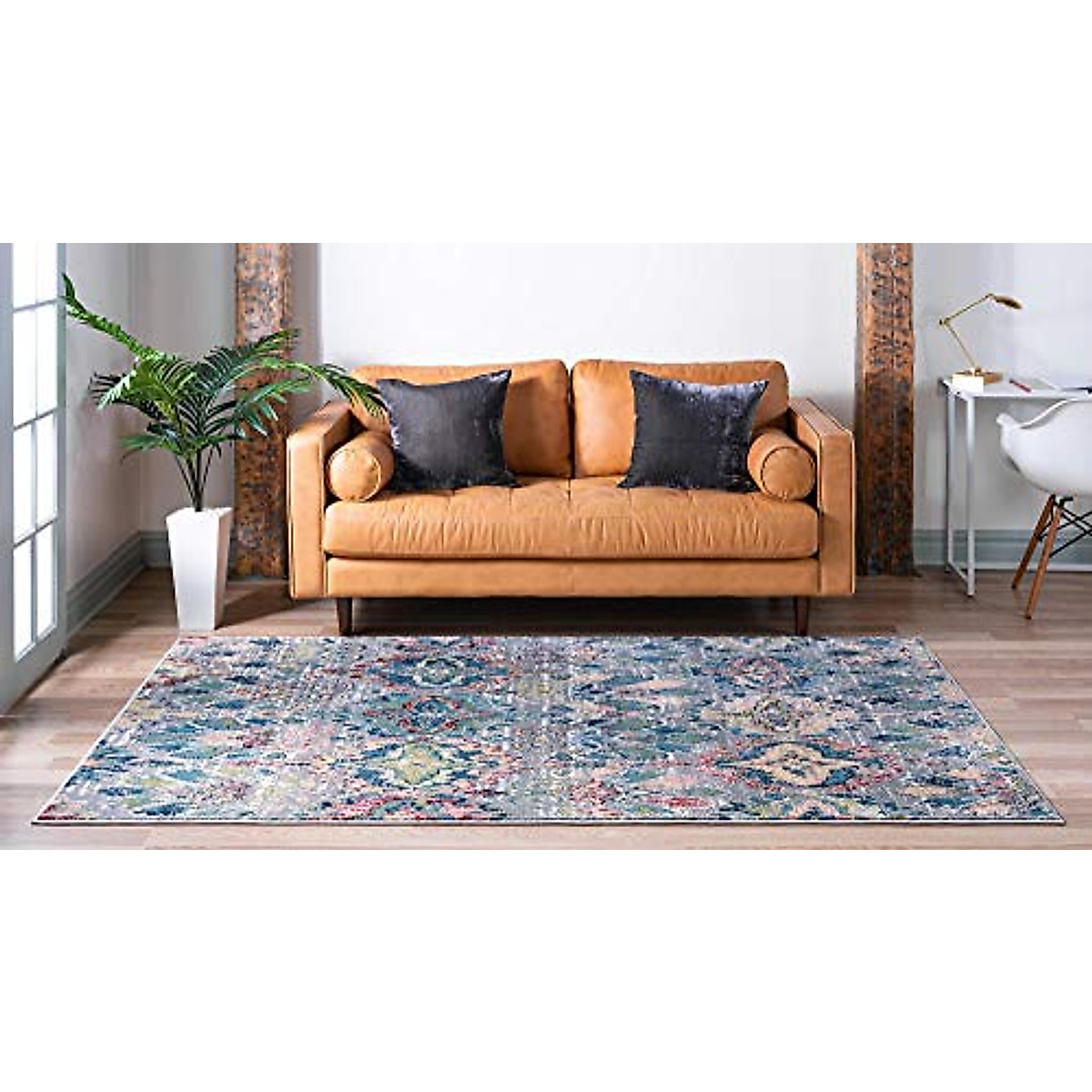 Rugs.com Charleston Collection Rug – 4' x 6' Multi Low-Pile Rug Perfect for Living Rooms, Large Dining Rooms, Open Floorplans