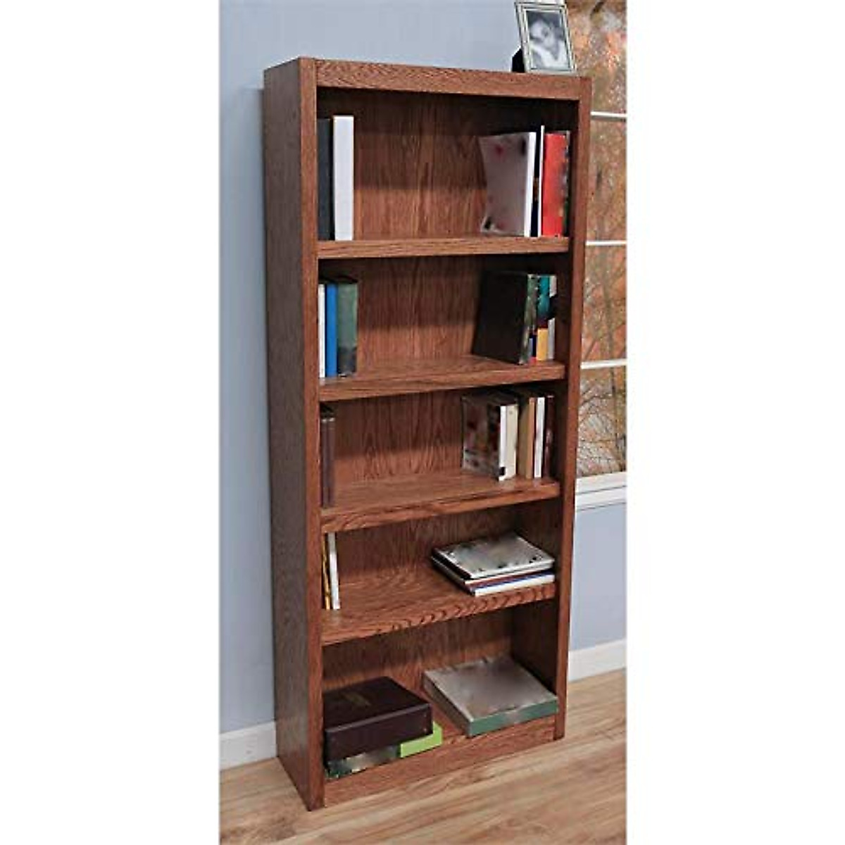 Concepts In Wood Midas Five Shelf Bookcase 72" H Dry Oak Finish