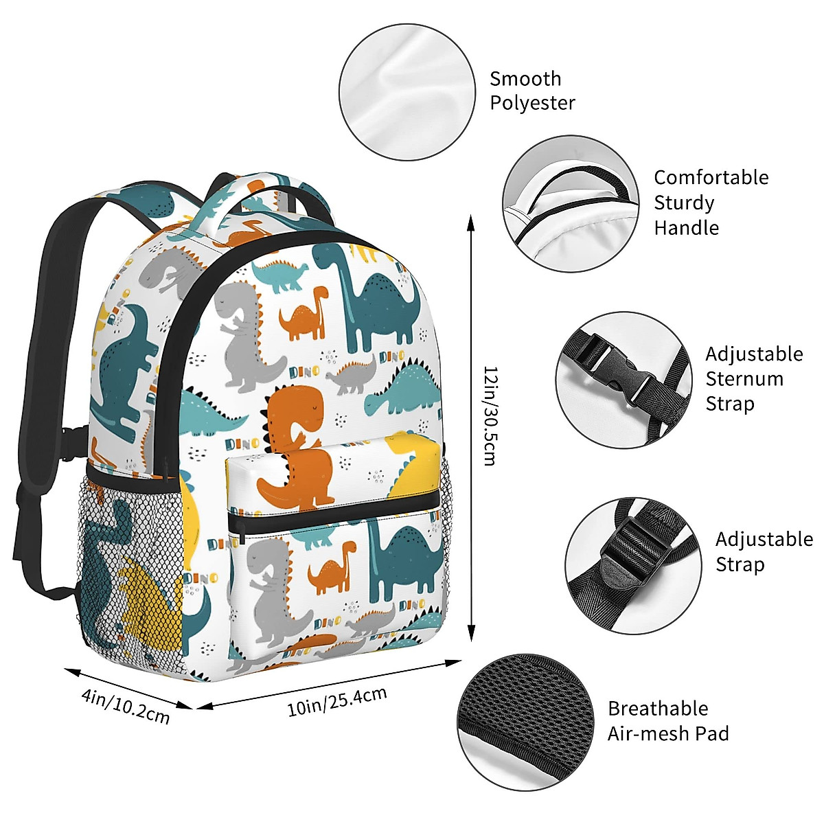 Giabmiag Custom 12 Inch Dinosaurs Preschool Backpack for Toddler Boy Girl Personalized Customized Toddler Lightweight Bookbag with Chest Strap