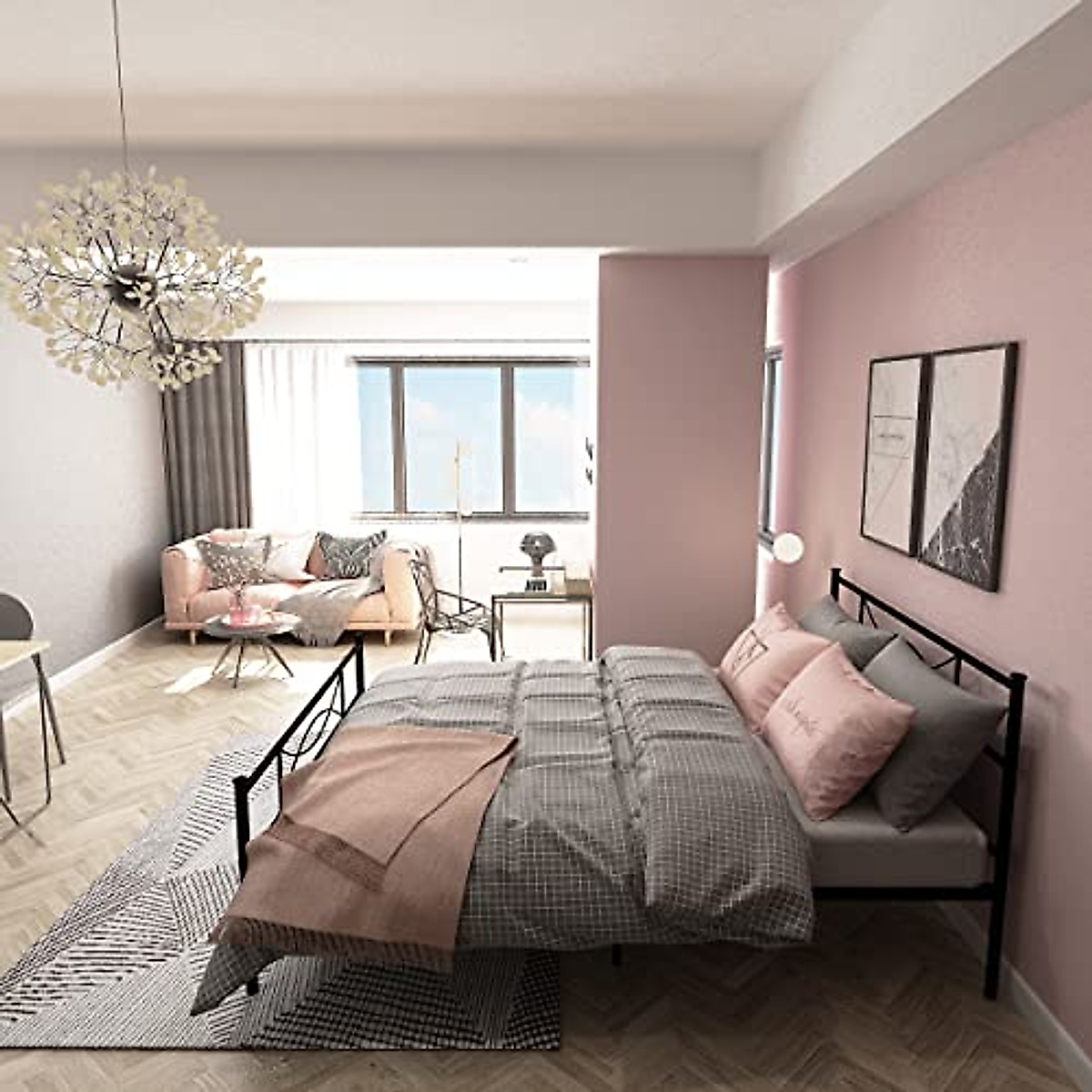 Weehom Full Size Metal Bed Frame Mattress Foundation/Platform Bed Heavy Duty Steel Slat Best for Kids Adults Student Black