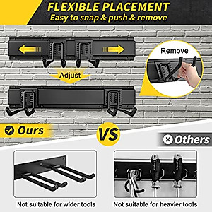 UUP Garage Tool Organizer Wall Mount 48 Inches Garden Tool Organizer Adjustable Shovel Holder Wall Mount Holds 440lbs, Alloy Steel Garage Wall Organizer for Rake Mop Shovel Snowboard