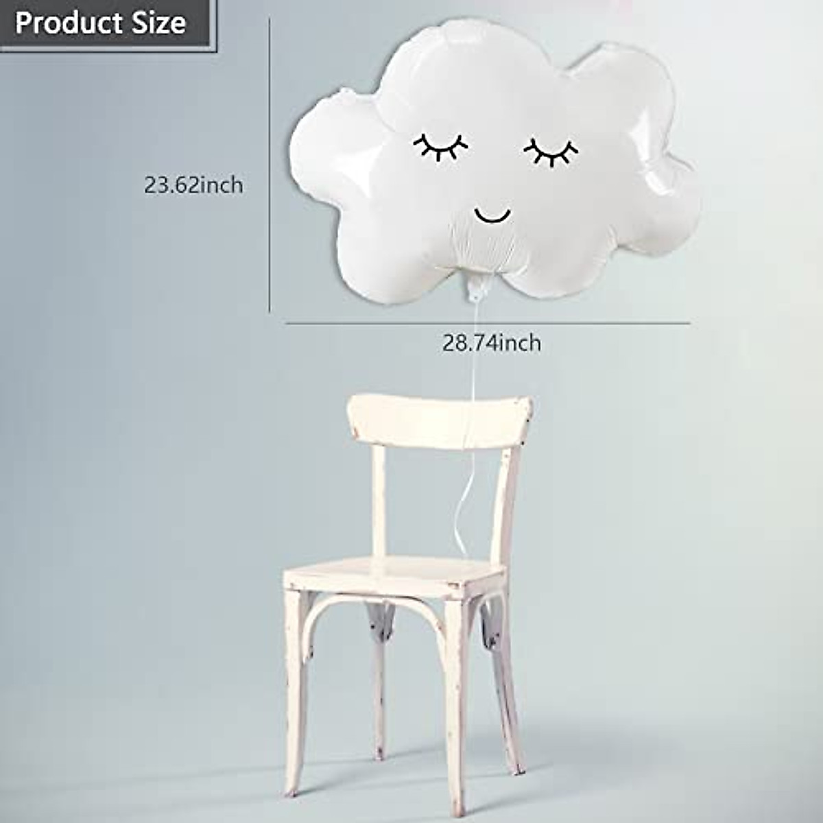 4 Pieces White Cloud Mylar Foil Balloons Smiling Face Balloons Party Supplies for Baby Shower Themed Party Wedding Engagement Decorations